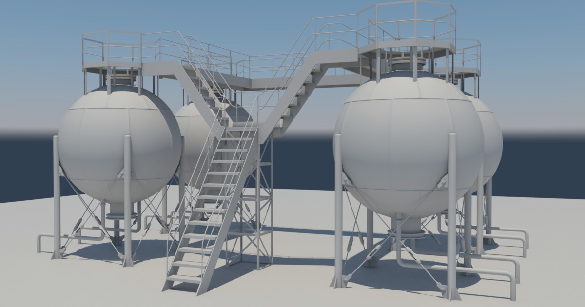 Storage Tank3 - 4 storage tanks with maintenance walkway | Autodesk ...
