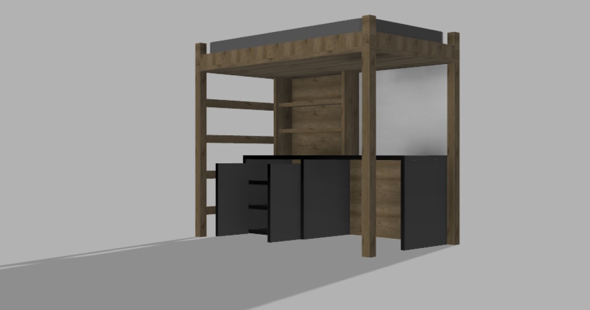 Bunk Bed with Desk | Autodesk Community Gallery