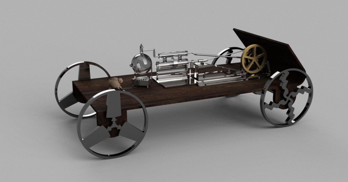 Whimsical reciprocating steam engine cart | Autodesk Community Gallery
