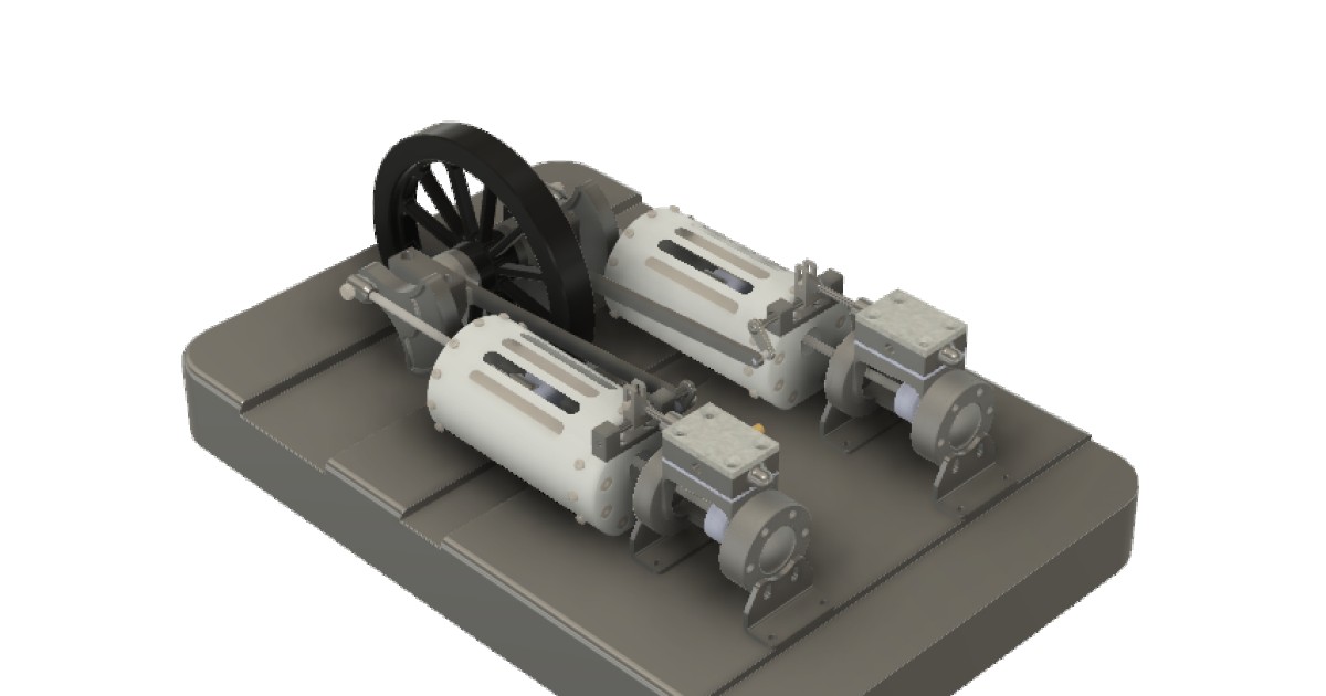 Dual Horizontal Steam Engine | Autodesk Community Gallery