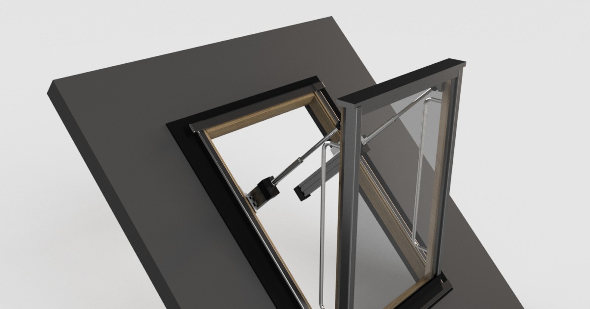 Smoke ventilation window with electric actuator 24V | Autodesk ...