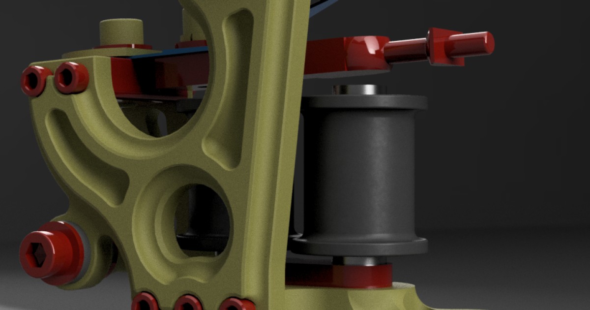 Green Aluminum Tattoo Machine | Autodesk Community Gallery