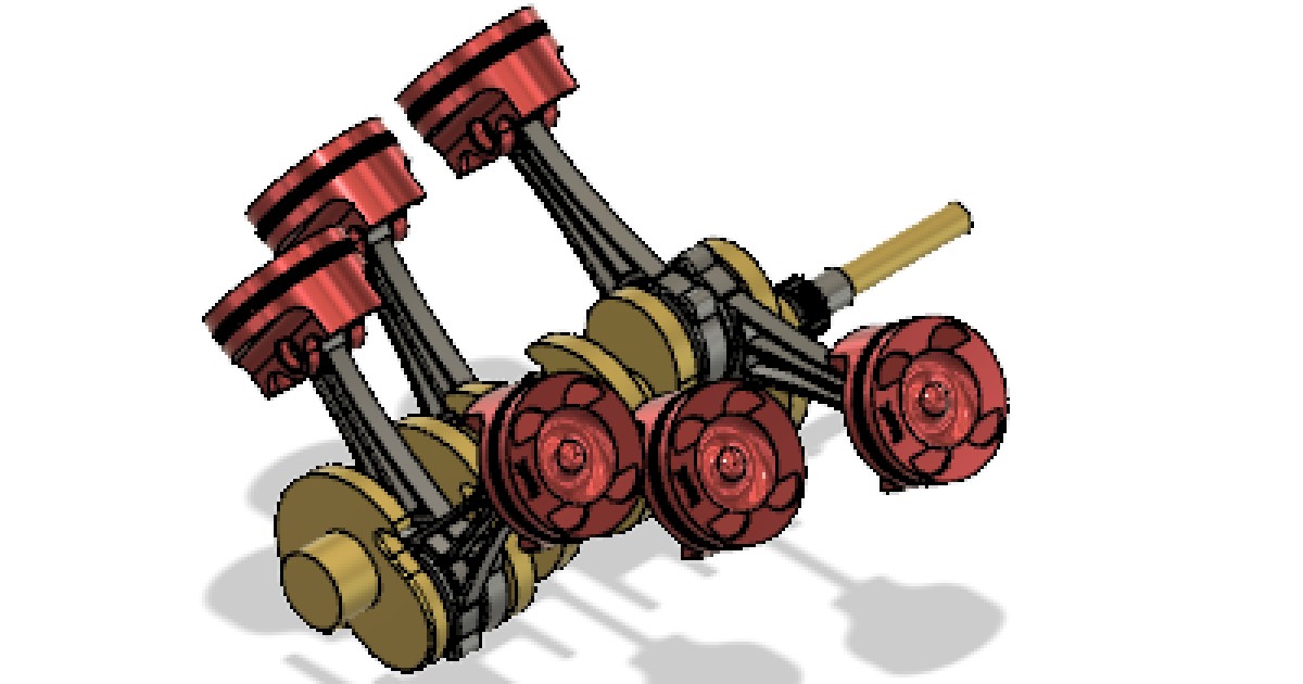 V6 Crankshaft + Connecting Rods + Piston | Autodesk Community Gallery