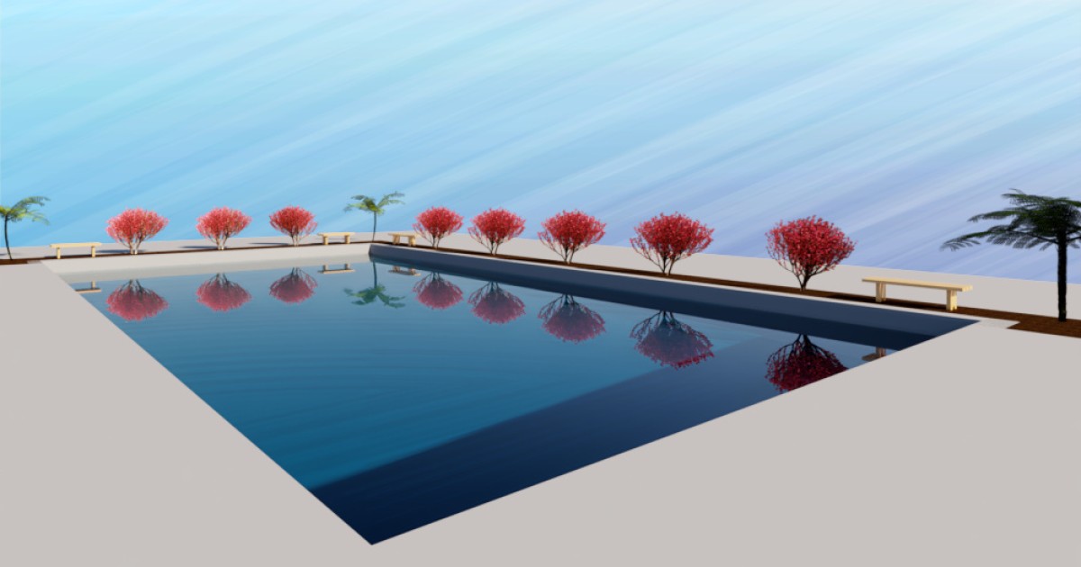 Swimming Pool Model w/ Landscape and Seating | Autodesk Community Gallery