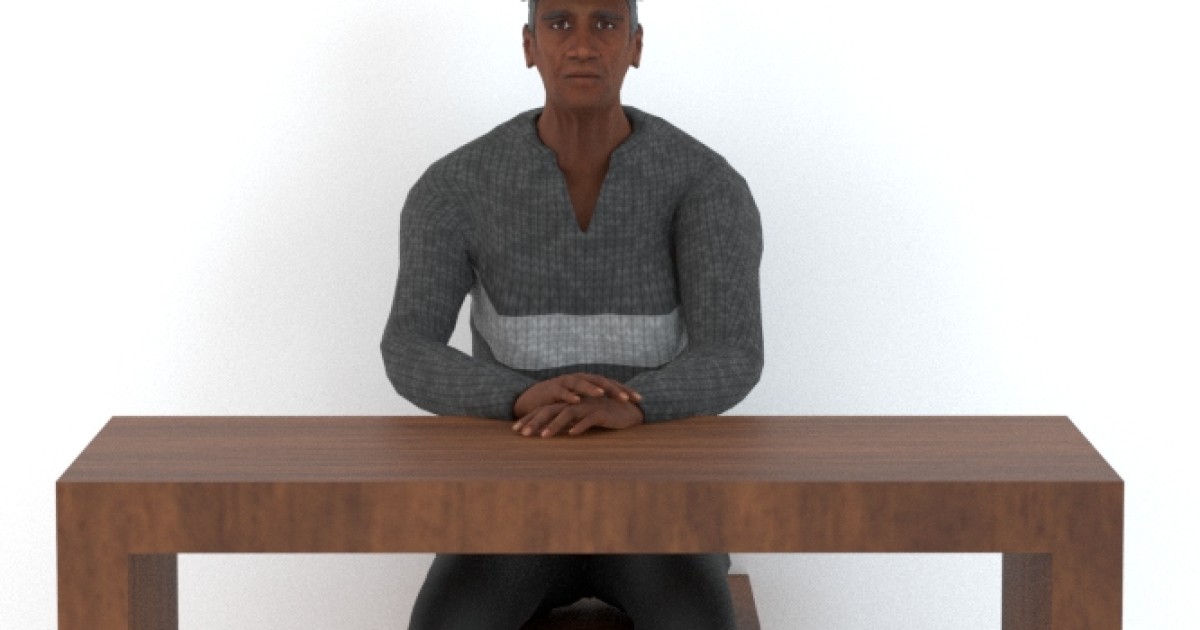 Old man sitting behind desk 3d model | Autodesk Community Gallery