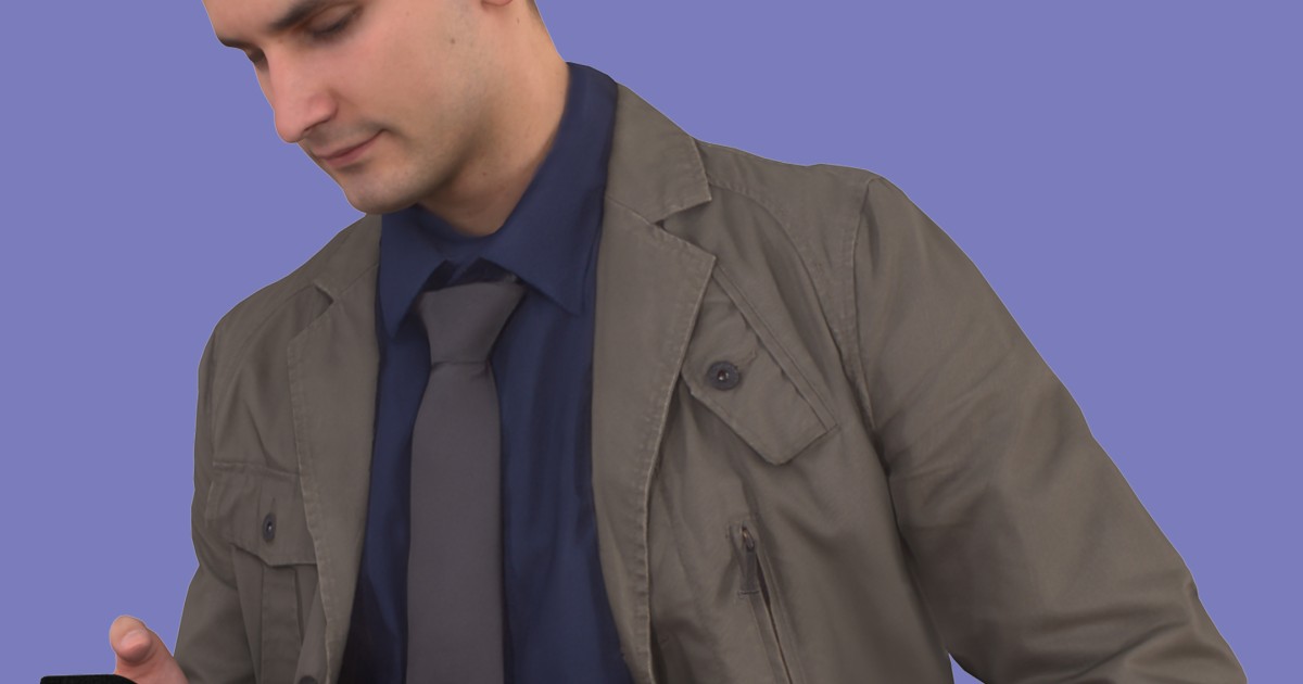 Man with phone - 3d people for realistic render - scanned 3d model ...