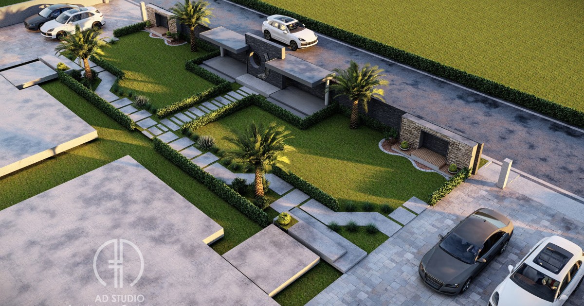 Modern front yard landscaping Feature wall design | Autodesk Community ...