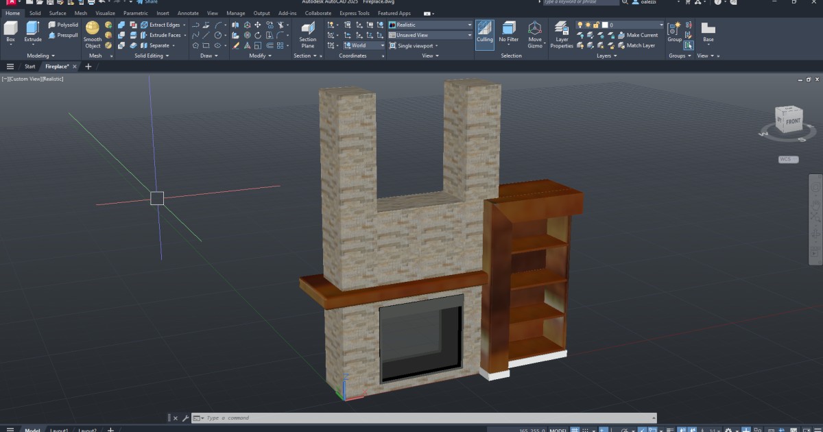 Designing a Modern Double-Sided Fireplace Wall with AutoCAD 3D: A ...